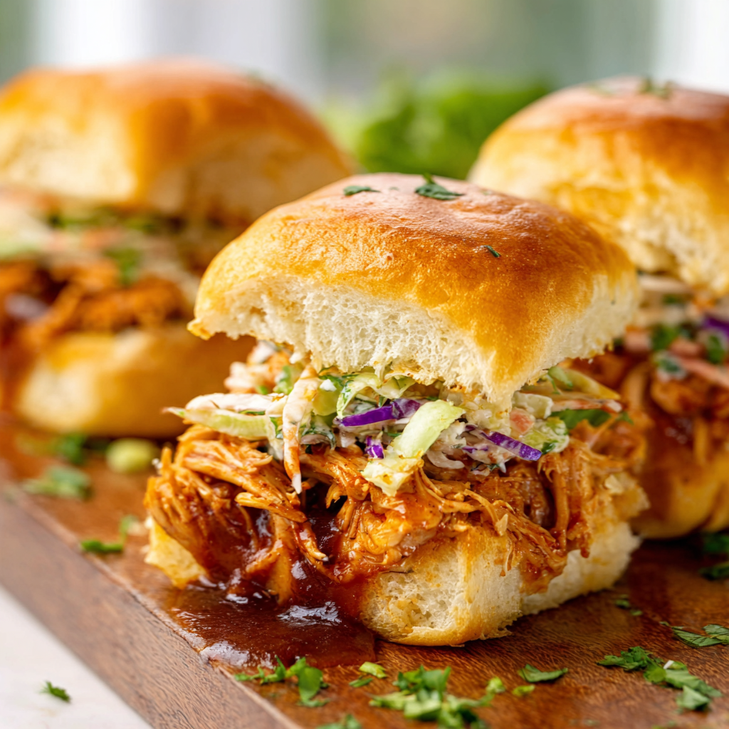 BBQ Chicken Sliders on Hawaiian Rolls