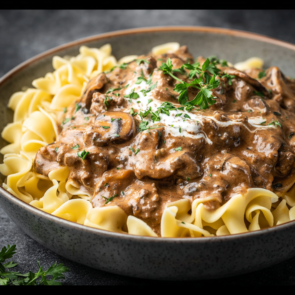Savory Beef Stroganoff with Ground Beef
