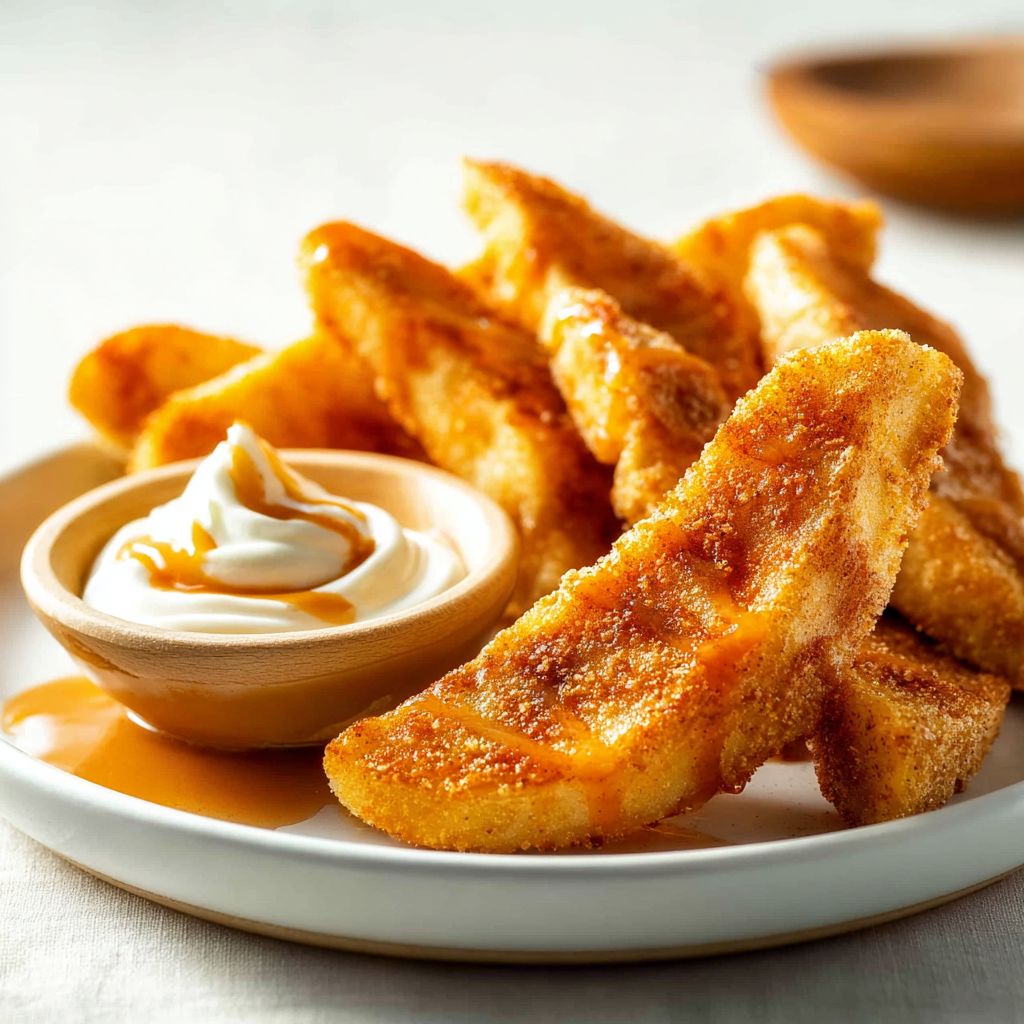 Air Fried Apple Wedges With Caramel Whipped Cream Dipping Sauce