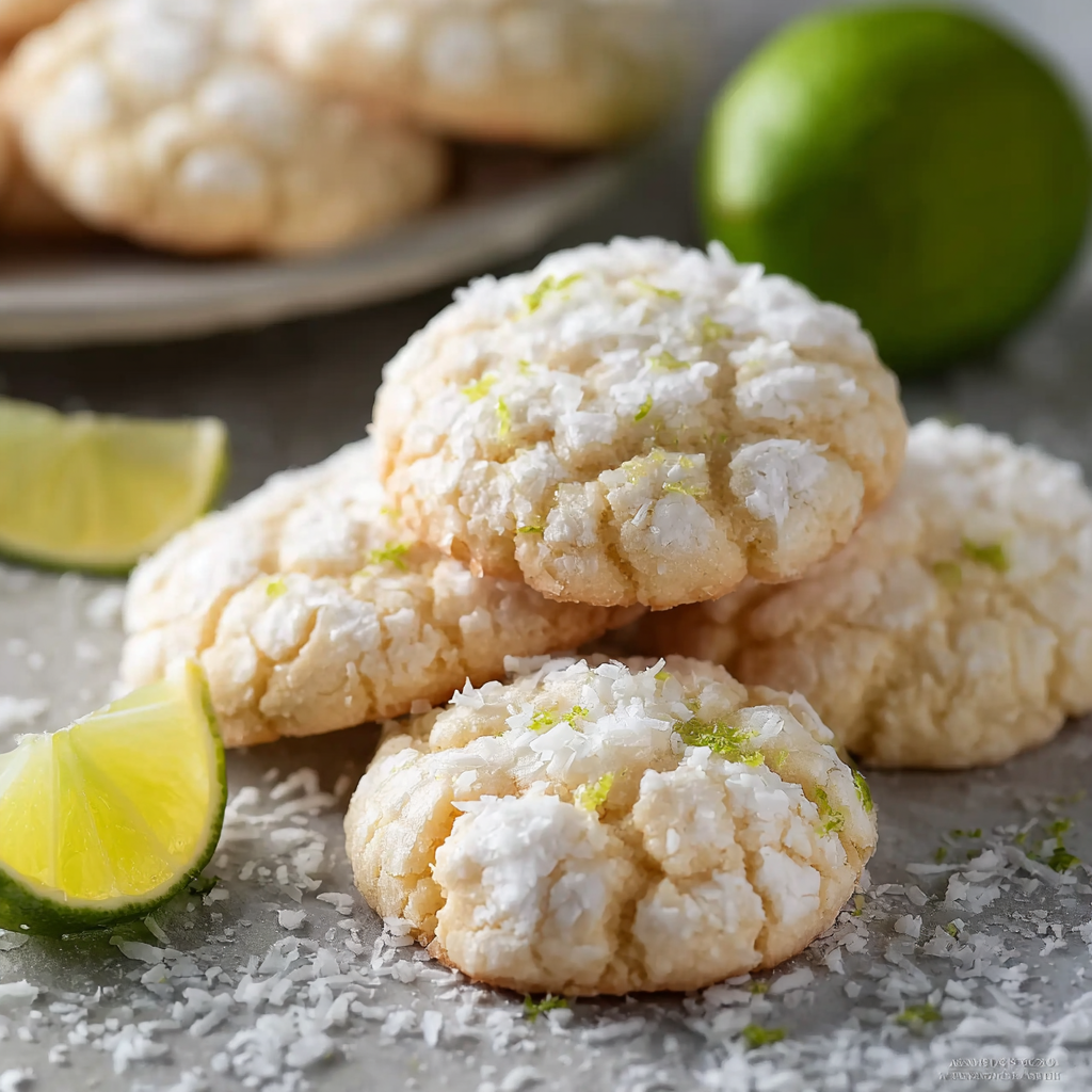Coconut Key Lime Crinkle Cookies