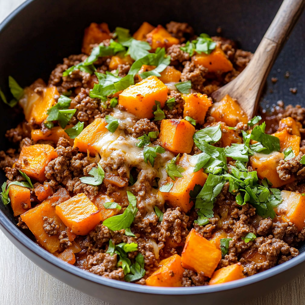 Ground Beef and Sweet Potato Skillet